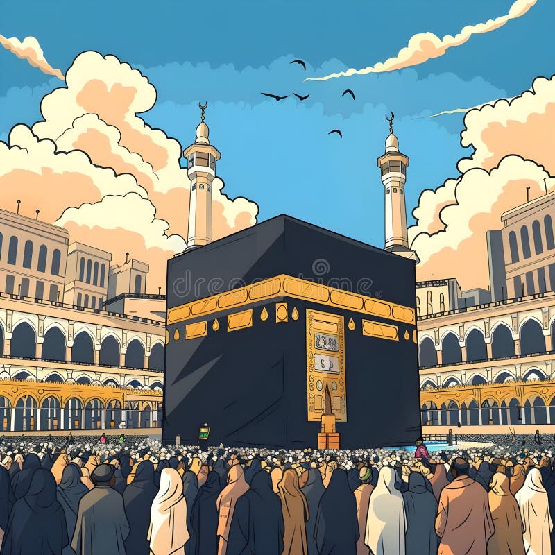 Mosque Alharam Kabah Mekkah Stock Illustration - Illustration of text ...