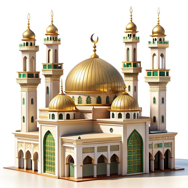 Mosque Architecture Isolated on White Stock Illustration - Illustration ...