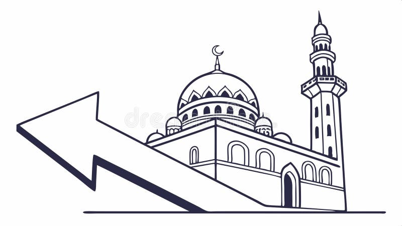 Mosque with Arrow Pointing Up Growth Direction Vector Design Generative ...