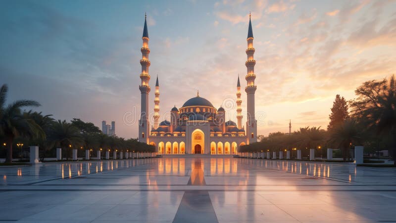 Mosque Background Islamic Mosque with Sky and Sunset Ramadan Mosque ...