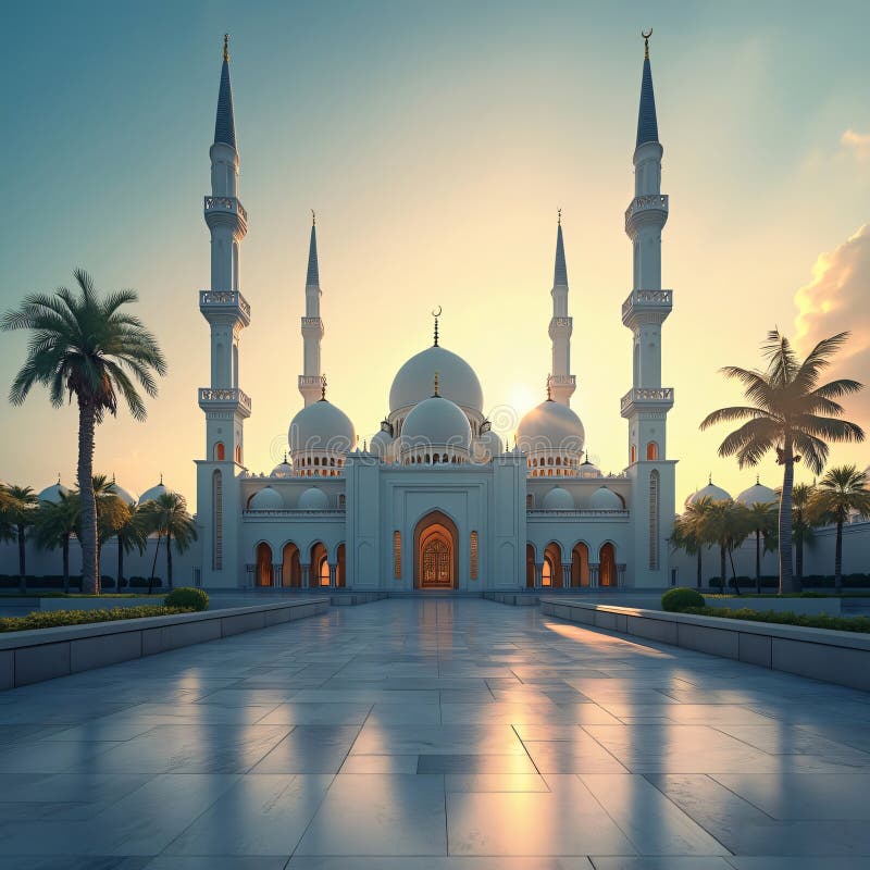 Mosque Background Islamic Mosque with Sky and Sunset Ramadan Mosque ...