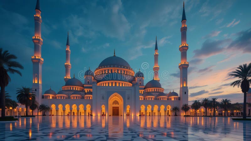 Mosque Background Islamic Mosque with Sky and Sunset Ramadan Mosque ...