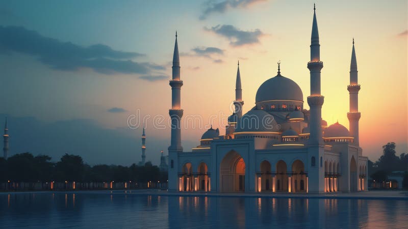 Mosque Background Islamic Mosque with Sky and Sunset Ramadan Mosque ...