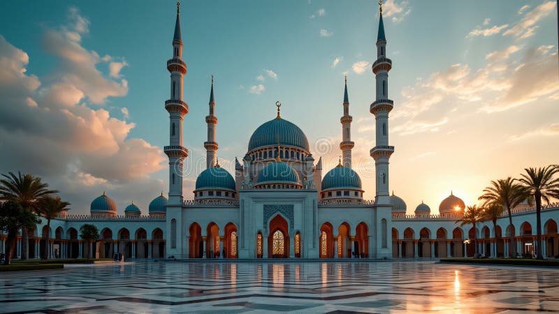 Mosque Background Islamic Mosque with Sky and Sunset Ramadan Mosque ...