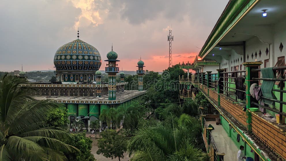 Mosque with Batik and Bamboo Architecture Stock Photo - Image of batik ...