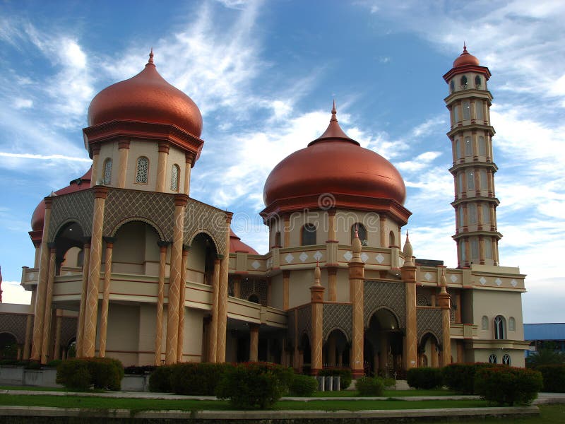 Mosque with Beautiful Dome Colored Gold Stock Photo - Image of islam ...