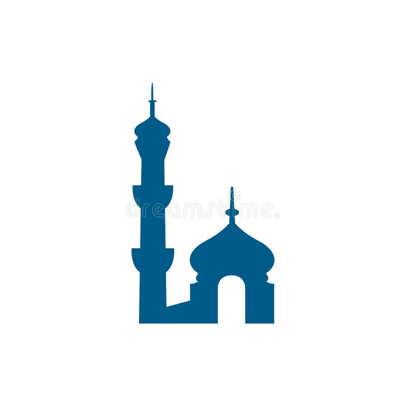 Mosque Blue Icon on White Background. Blue Flat Style Vector ...