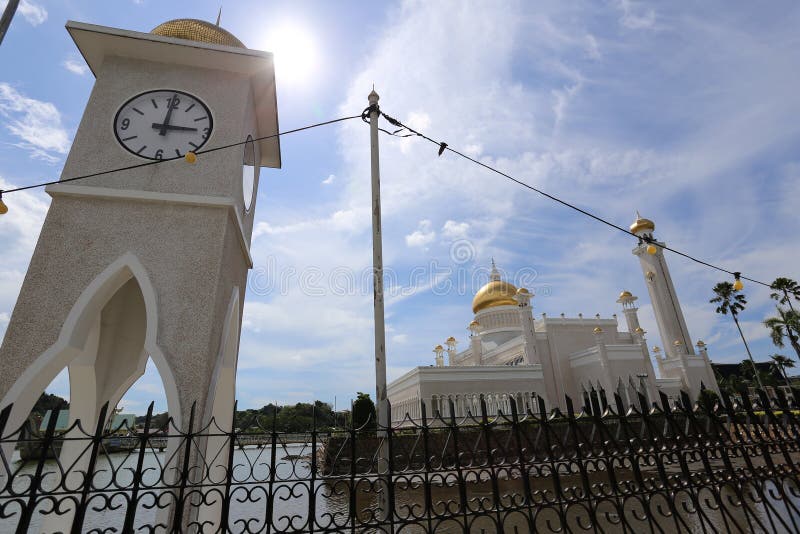 Mosque, Brunei stock image. Image of building, clock - 40701999