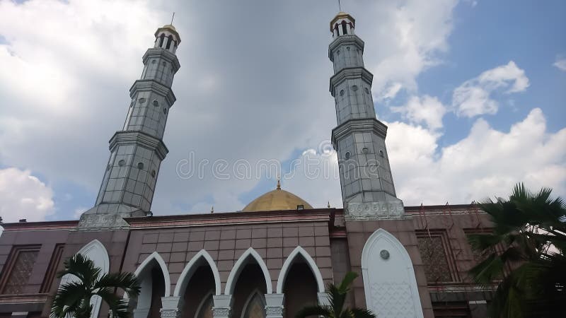 Two Minarets Mosque Building Stock Image - Image of monastery, dome ...