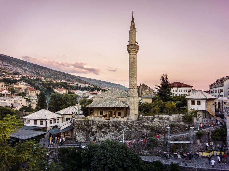 Mosque in city of Mostar editorial stock photo. Image of downtown ...
