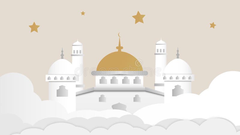 Mosque in the Clouds with Stars Stock Video - Video of celebration ...