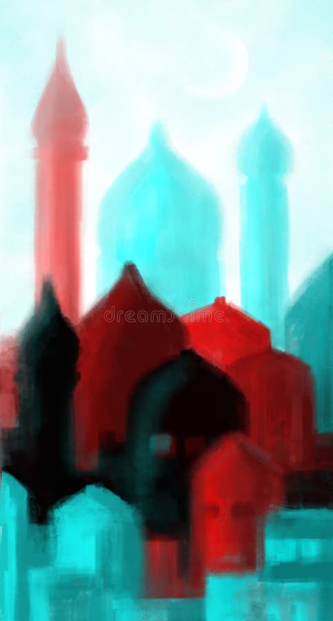 Mosque colored silhouettes stock illustration. Illustration of card ...