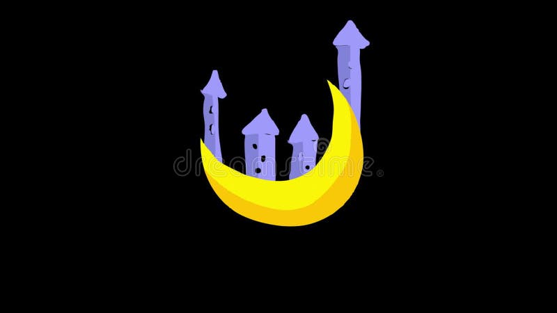 Mosque Continuous and Moon Loop Animation Video Transparent Background ...