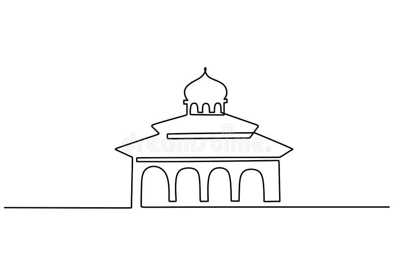 Mosque Continuous Line Drawing Vector Minimalist Design. Islamic Symbol ...