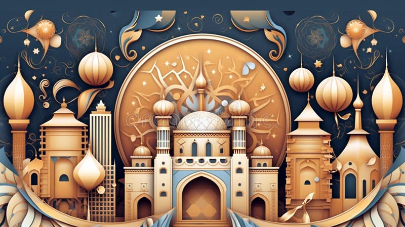 Mosque Cover Background Art, Abstract Mosque Banner Background ...