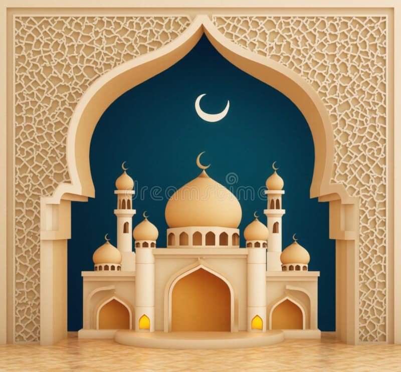 Mosque Design with Moon Islamic Background for Ramadan Theme Stock ...