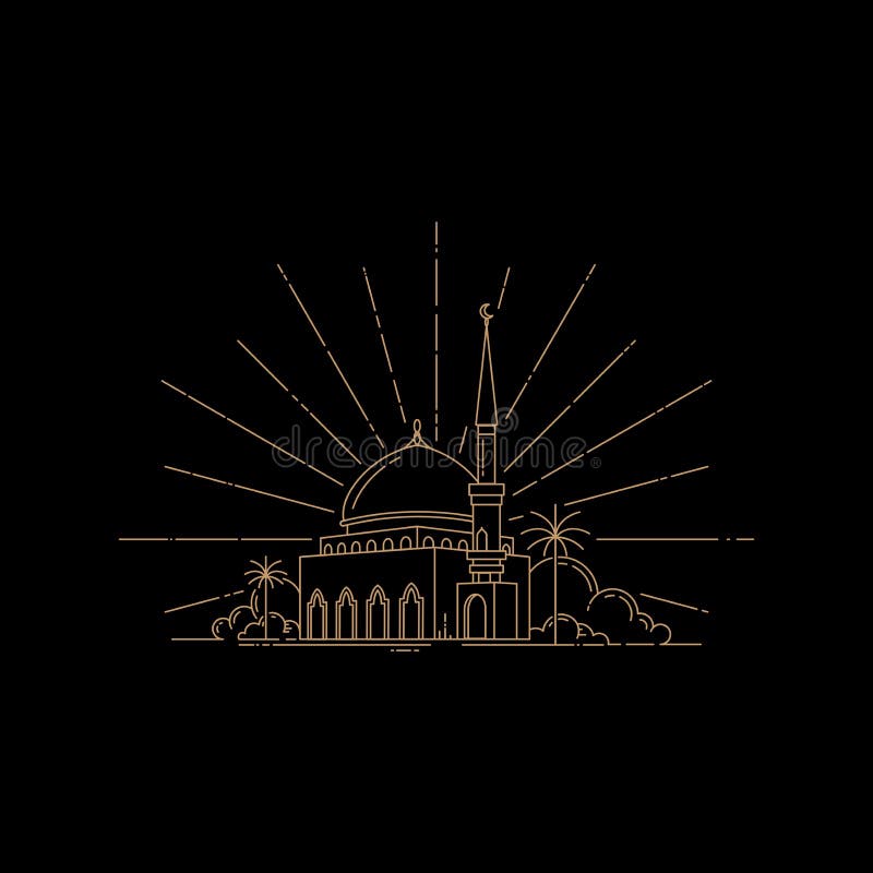 Mosque Design Template Vector Line Art Style Stock Vector ...