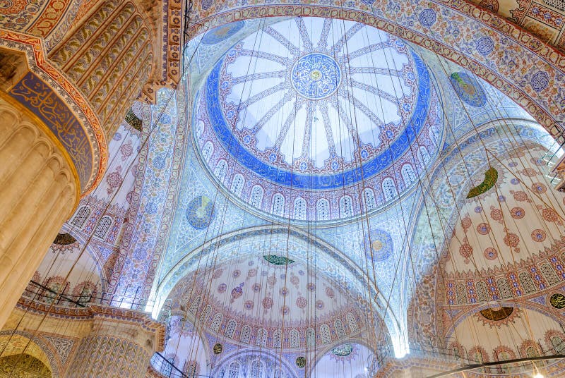 The Blue Mosque Interior Dome Stock Image - Image of religion, ceiling ...