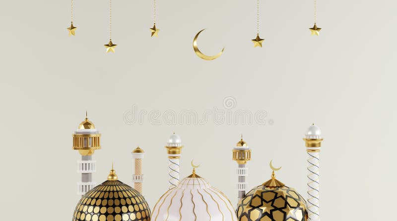 Mosque Dome and Islamic Post 3D Rendering, Ramadan Celebration Post ...