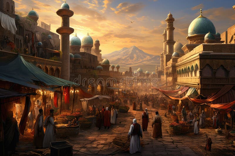 Mosque in the Evening. 3D Rendering Stock Illustration - Illustration ...