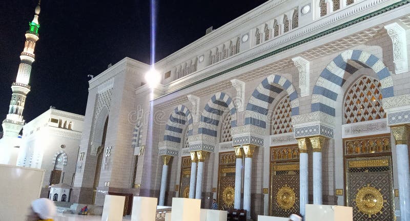 Mosque Exterior Lights and Arranged Pillars Editorial Stock Image ...