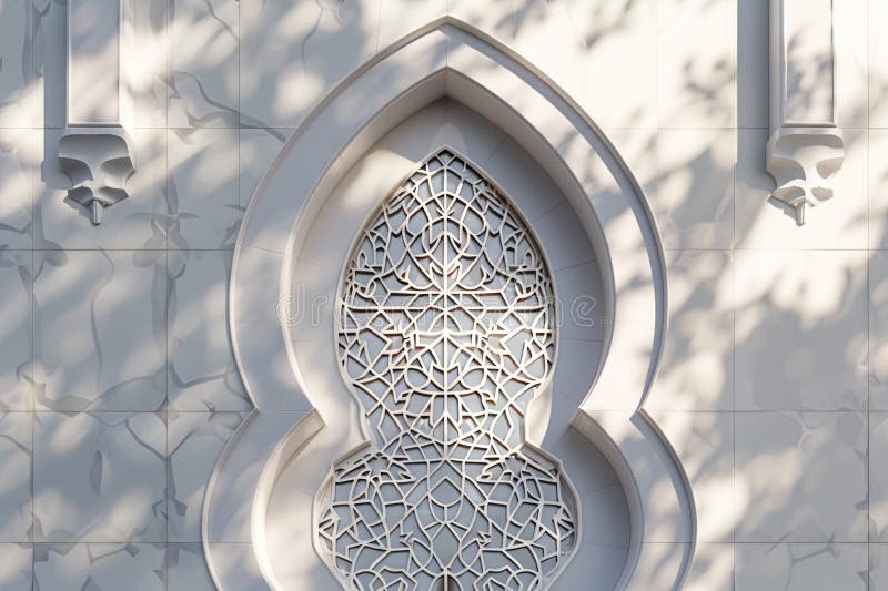 Mosque Facade with Arabesque Patterns and Soft Natural Light, Against a ...