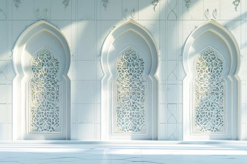 Mosque Facade with Arabesque Patterns and Soft Natural Light, Against a ...