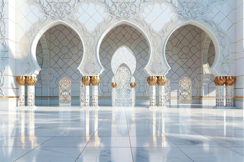 Mosque Facade with Arabesque Patterns and Soft Natural Light, Against a ...