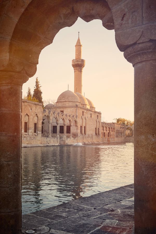 Mosque at Fish Lake in Sanliurfa, Turkey Stock Photo - Image of turkey ...