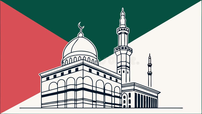 Mosque with Flag, National Identity and Islamic Architecture Vector ...