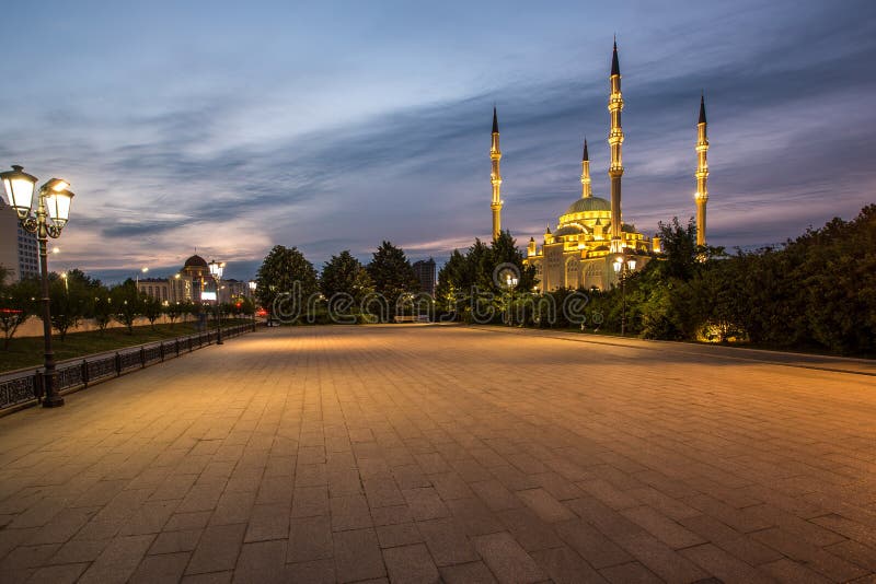 Grozny City High-rise Buildings and a Mosque Heart of Chechnya Stock ...