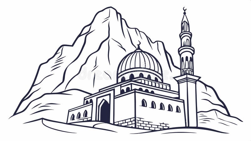 Mosque on a Hill with Trees, Peaceful Landscape Vector Design ...