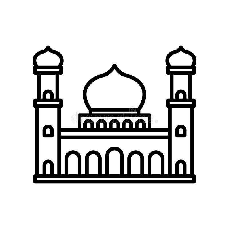 Mosque Icon in Black Outline Style Stock Vector - Illustration of ...