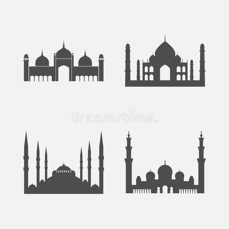 Mosque icon set stock vector. Illustration of asian, islam - 95425600