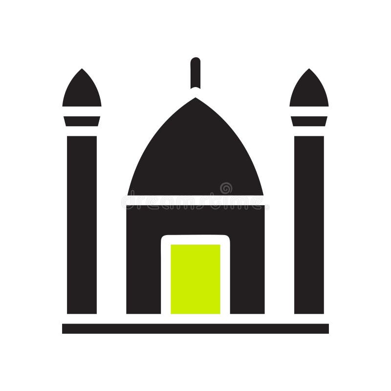 Mosque Icon Solid Black Green Colour Ramadan Symbol Illustration Perfect Stock Vector ...