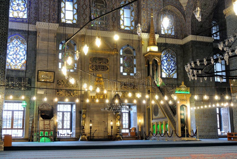 Mosque Interior with Intricate Geometric Designs Stock Image - Image of ...