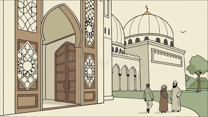 Mosque Interior Architecture, Islamic Art Religious Space Vector Design ...