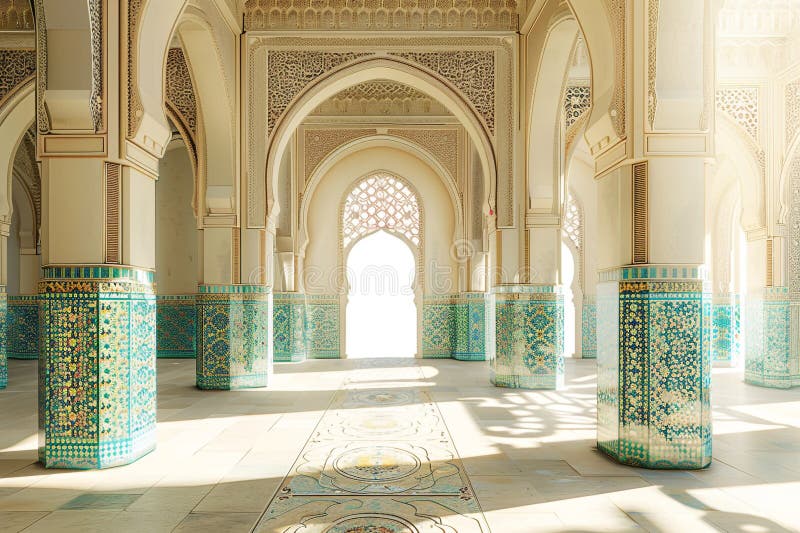 Mosque Interior with Intricate Tile Work and Soft Natural Light ...