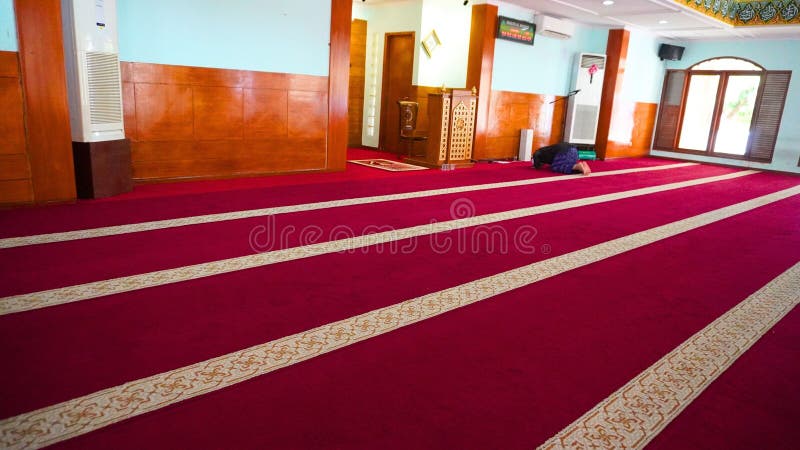 Mosque Interior with Red Carpet Flooring Stock Image - Image of home ...