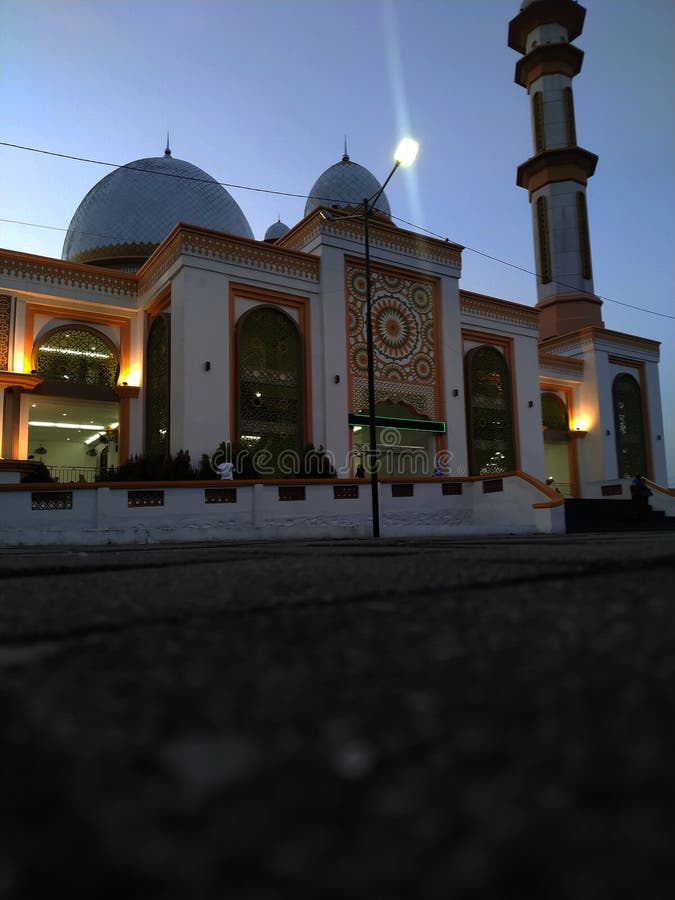 Mosque, Kisaran, Indonesia stock image. Image of muslim - 211598071