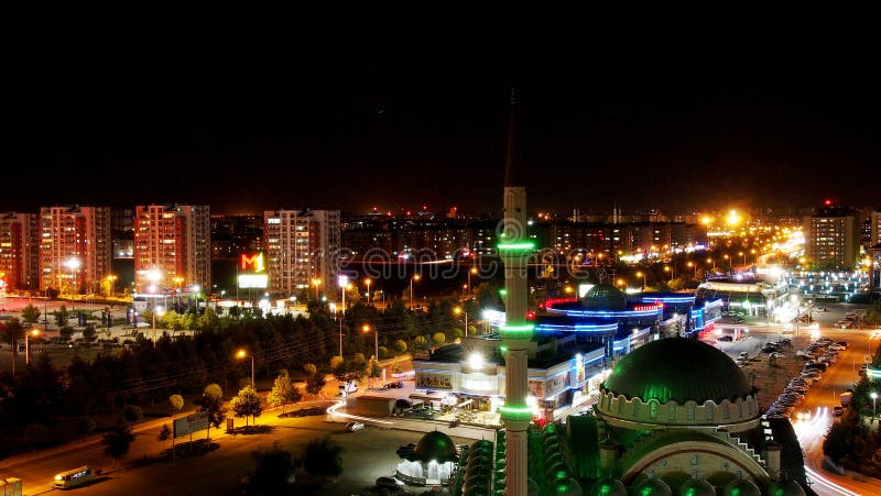 Mosque Landscape Night View Editorial Stock Image - Image of attraction ...
