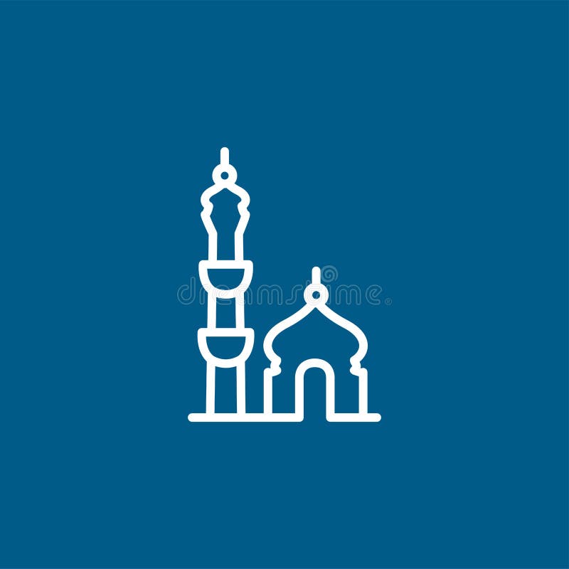 Mosque Blue Icon on White Background. Blue Flat Style Vector ...