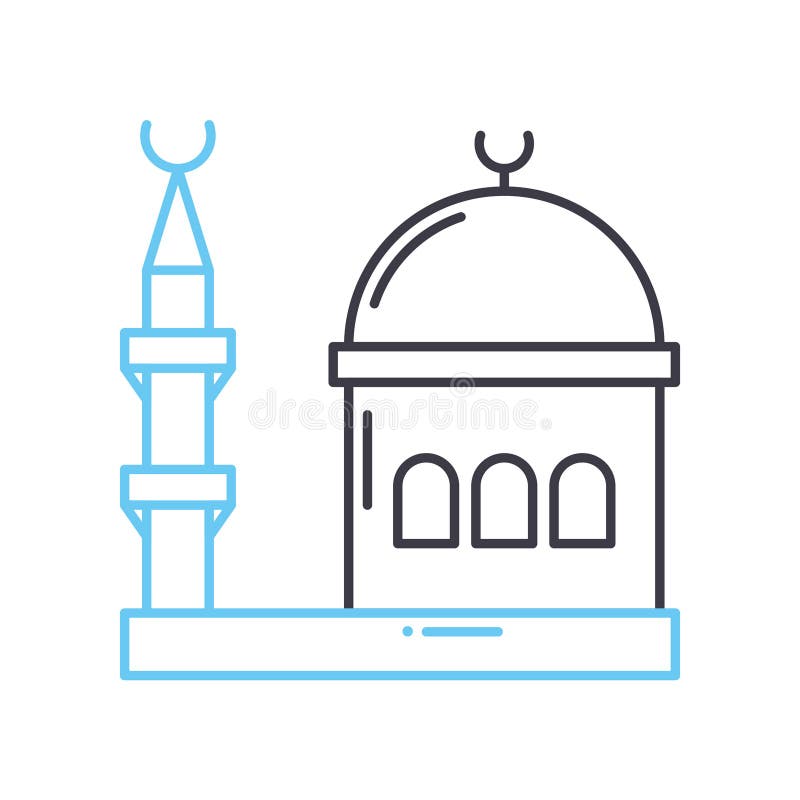 Mosque Line Icon, Outline Symbol, Vector Illustration, Concept Sign ...