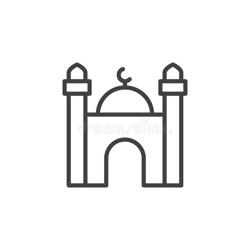 Mosque Line Icon, Outline Vector Sign, Linear Style Pictogram Isolated ... Mosque Line Icon, Outline Vector Sign, Linear Style Pictogram Isolated ...
