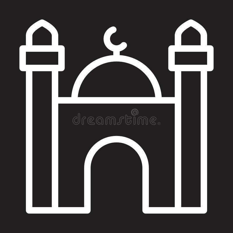 Mosque Line Icon, Outline Vector Sign, Linear Style Pictogram Isolated ... Mosque Line Icon, Outline Vector Sign, Linear Style Pictogram Isolated ...