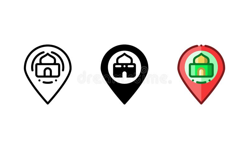 Mosque Location Icon, Pin Point Symbol, Vector Illustration Design ...