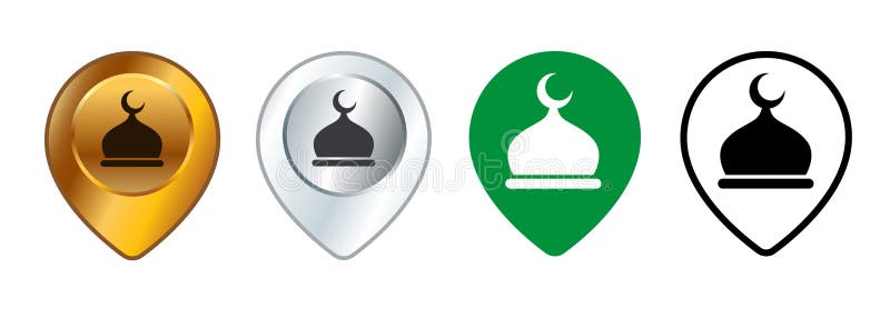 Mosque Location Map Pin Symbol Icon of Masjid Praying Building in Islam ...