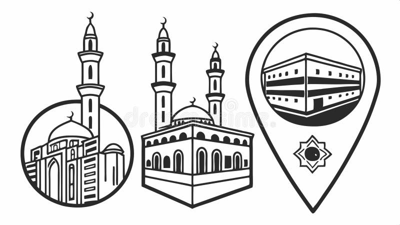 Mosque Location Icon, Pin Point Symbol, Vector Illustration Design ...