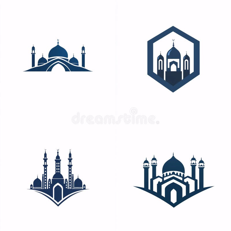 Mosque Logo Design Collection Featuring Islamic Architecture Elements ...