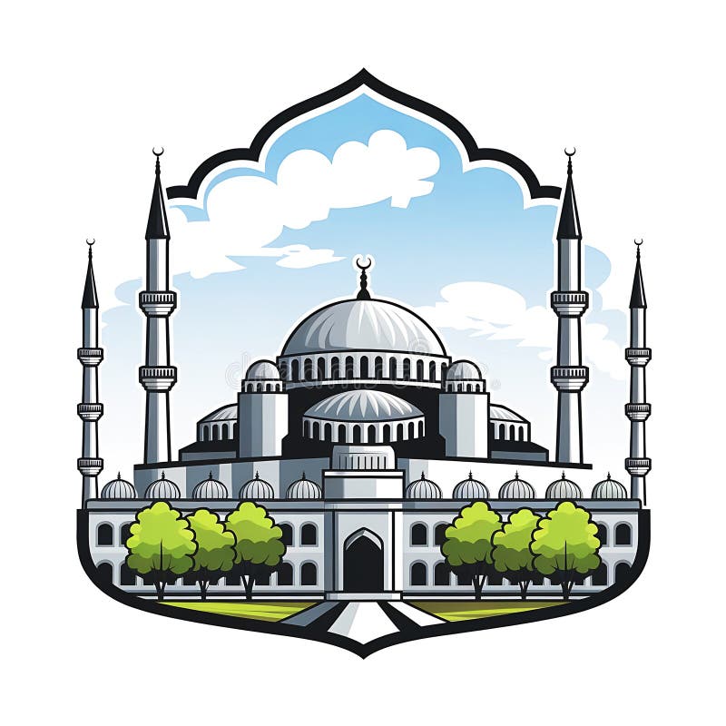 Mosque Logo Design Islamic Wallpaper Half Moon Stock Illustration ...